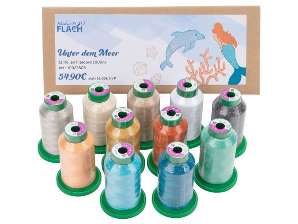 Isacord Stickgarn-Box "Unter dem Meer" (1000 m / 11 Farben) | Nähwelt Flach