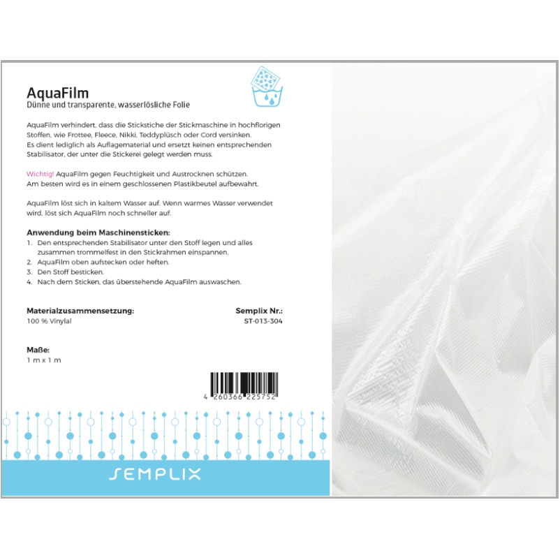 Semplix AquaFilm (1 m²/ dünne, wasserlösliche Folie/ transparent ...