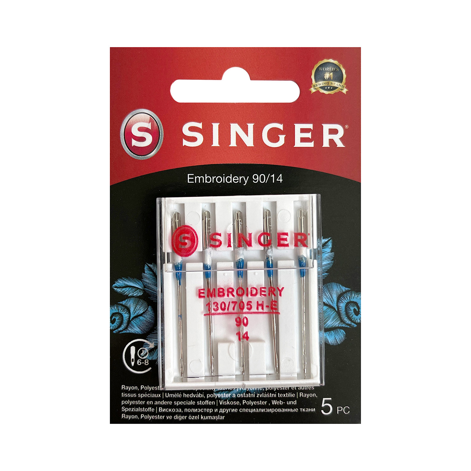 Singer Embroidery-Nadel Stärke 90/ System 130/ 705 H-E/ 5 Nadeln ...