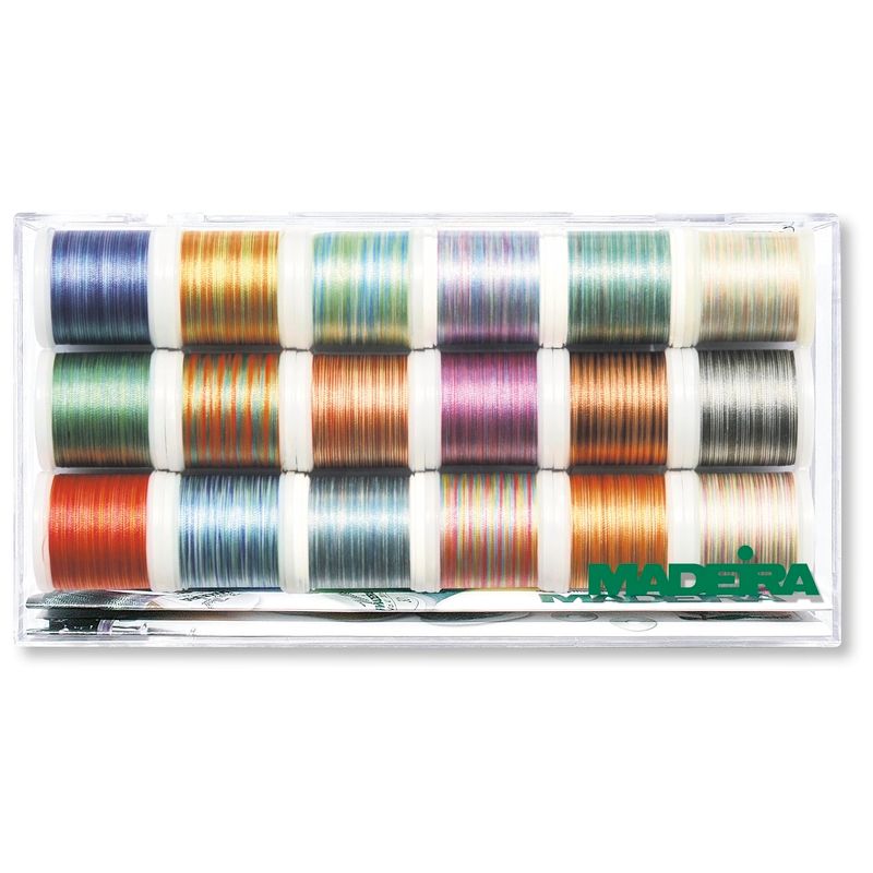 Madeira Polyneon Multi No.40 Stickbox (18 Farben/ 200 m) | Nähwelt Flach