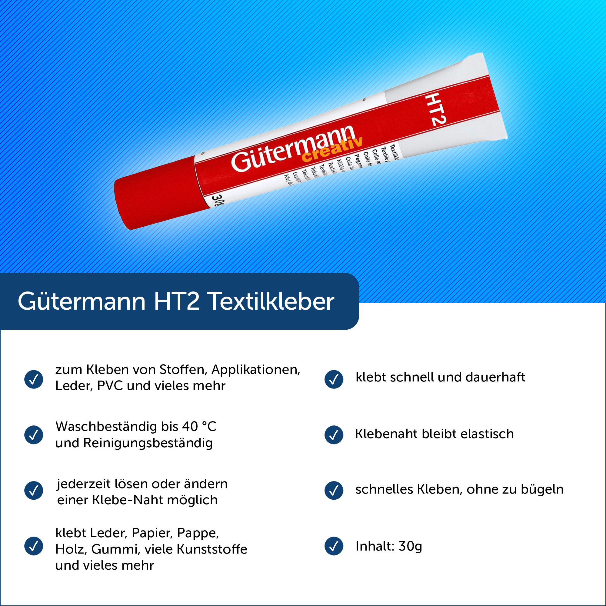 Gütermann Textilkleber Klebenaht-HT2 5er Pack (5 x 30 g) | Nähwelt Flach