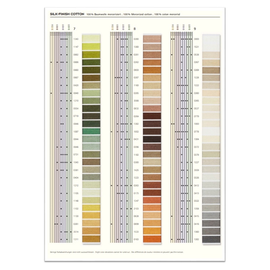 Amann Mettler Silk-Finish Cotton Farbkarte (gewickelt/ echte Fäden ...
